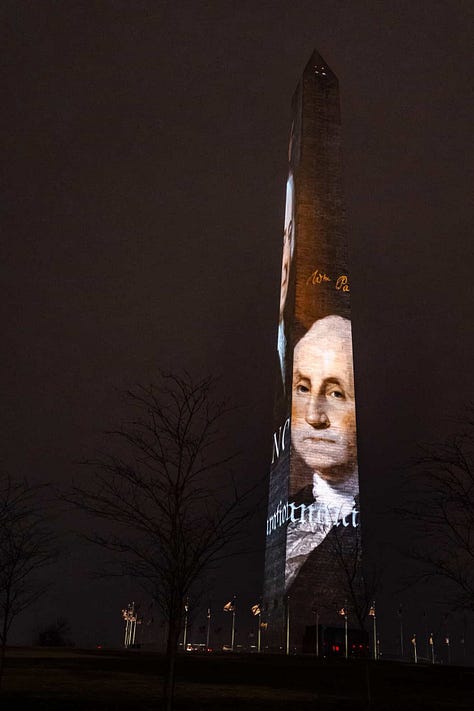 First Look at the Washington Monument Lit Up for America's 250th Birthday