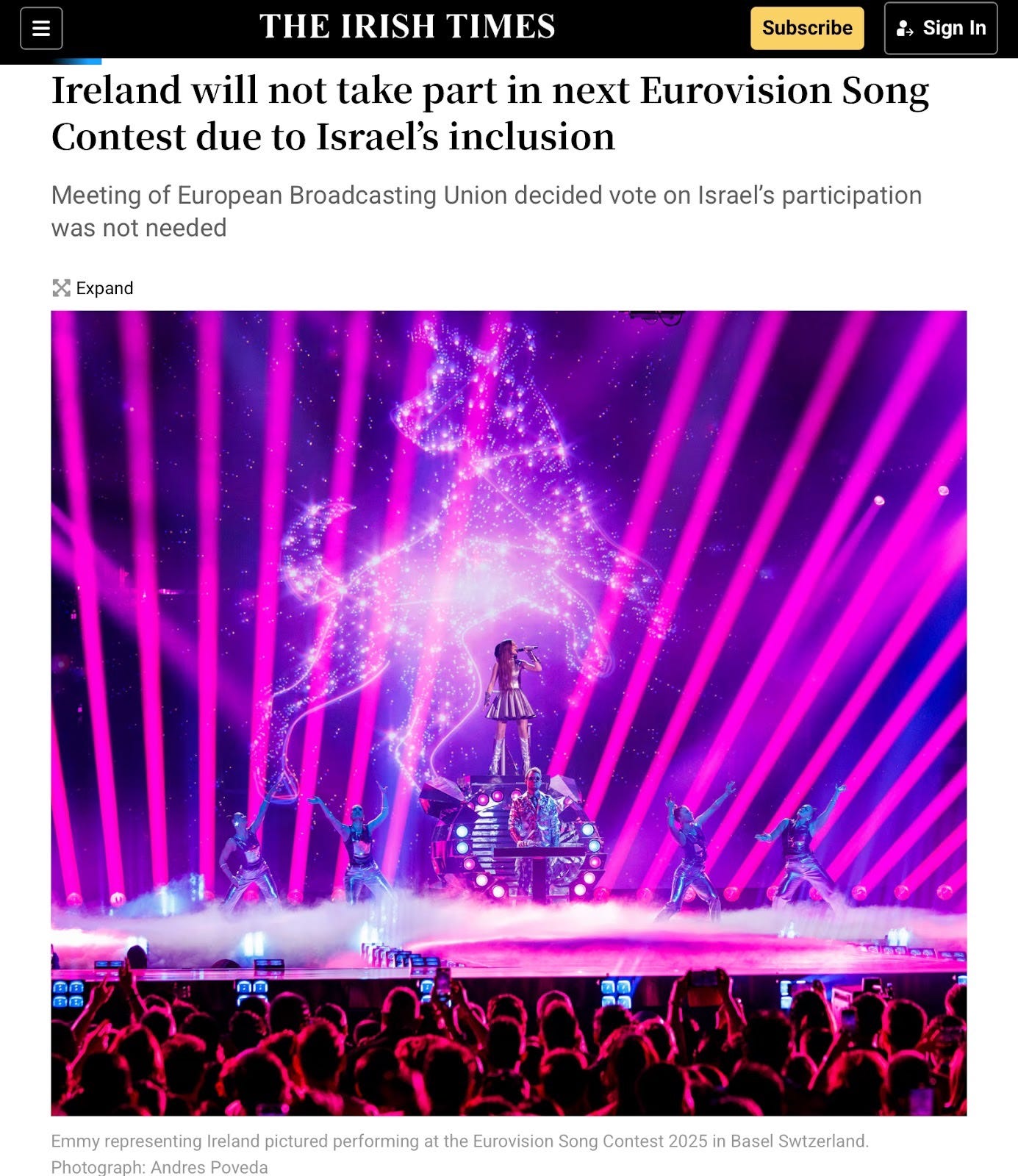 BREAKING NEWS: Ireland Ends Eurovision Over Israel Participation