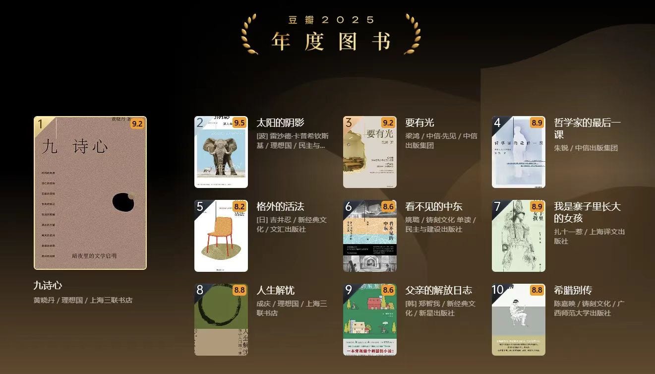 Dissecting the Douban Best Books of 2025 lists - by Andrew