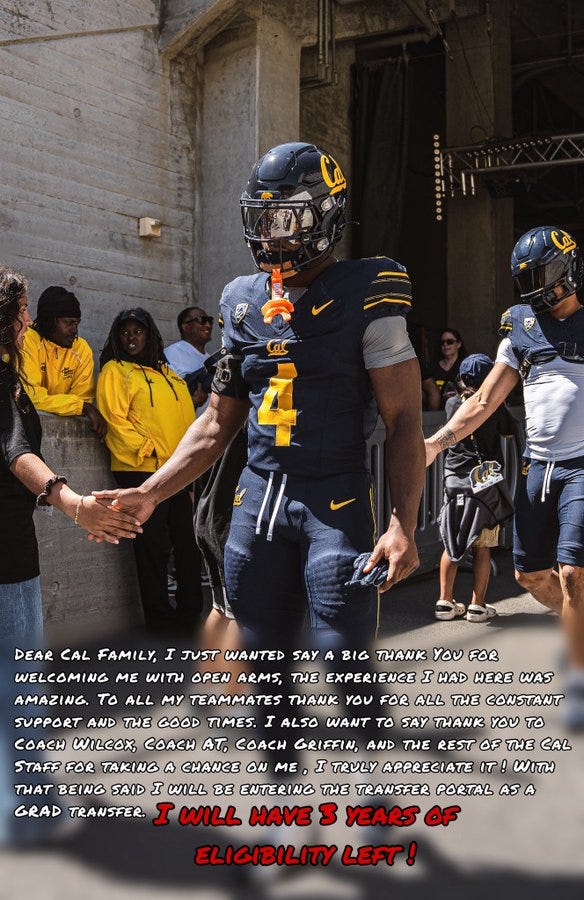 The top five Cal running backs are in the transfer portal. What is ...