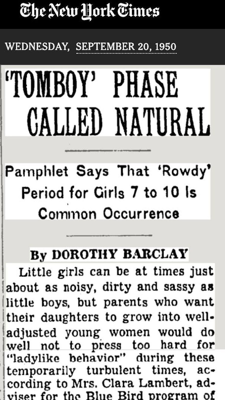Where Have All the Tomboys Gone? - by Lisa Selin Davis