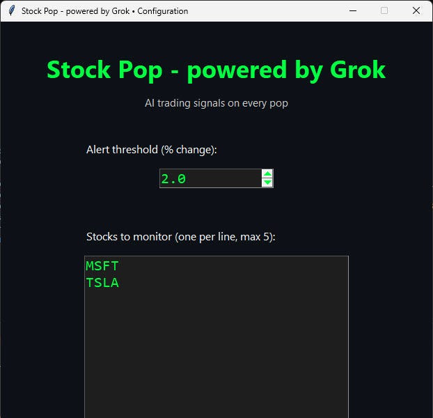Introducing Stock Pop: Real-Time Stock Alerts Powered by Grok AI