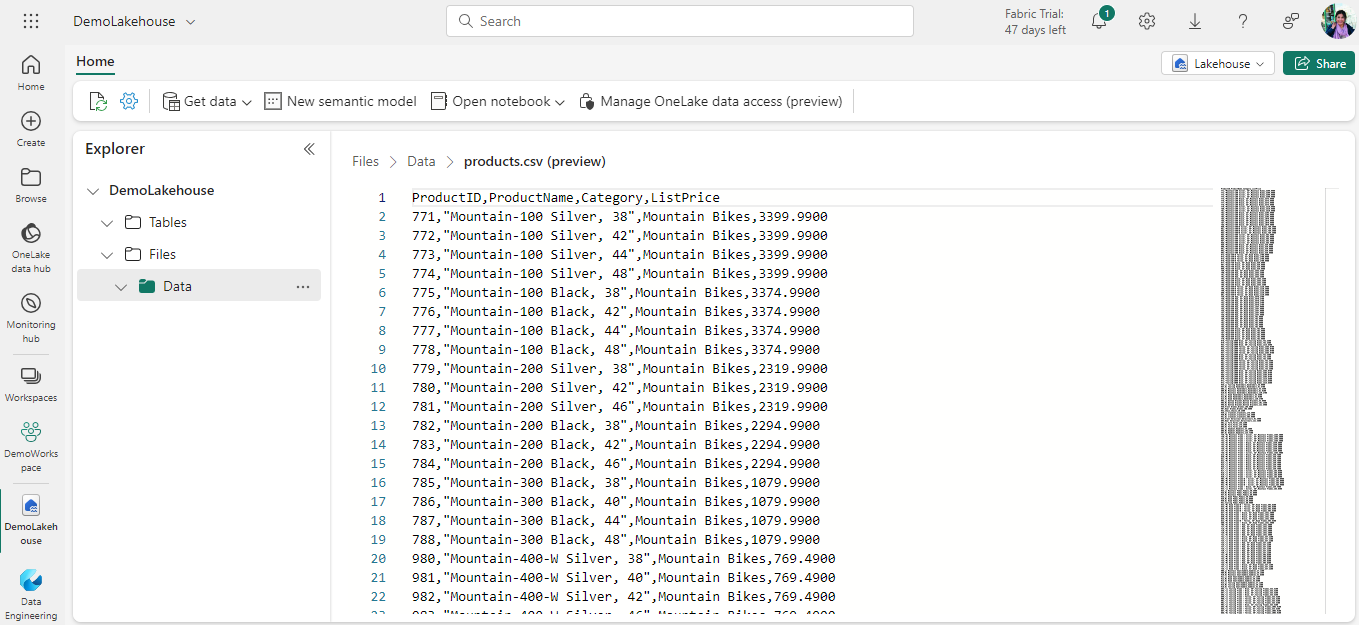 Ingest clean data into MS Fabric Lakehouse