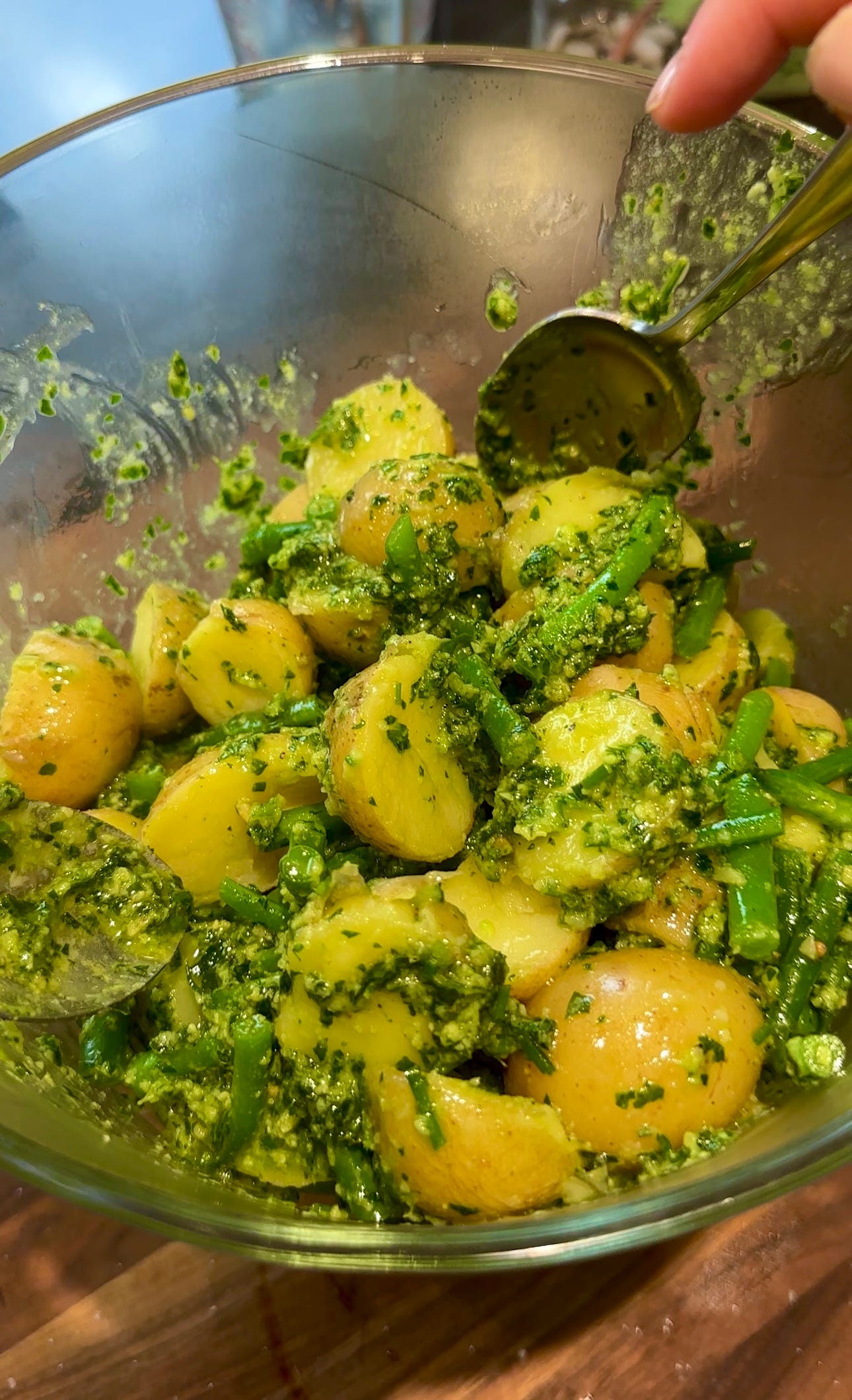 Potato and String Bean Salad with Parsley Chive Pesto