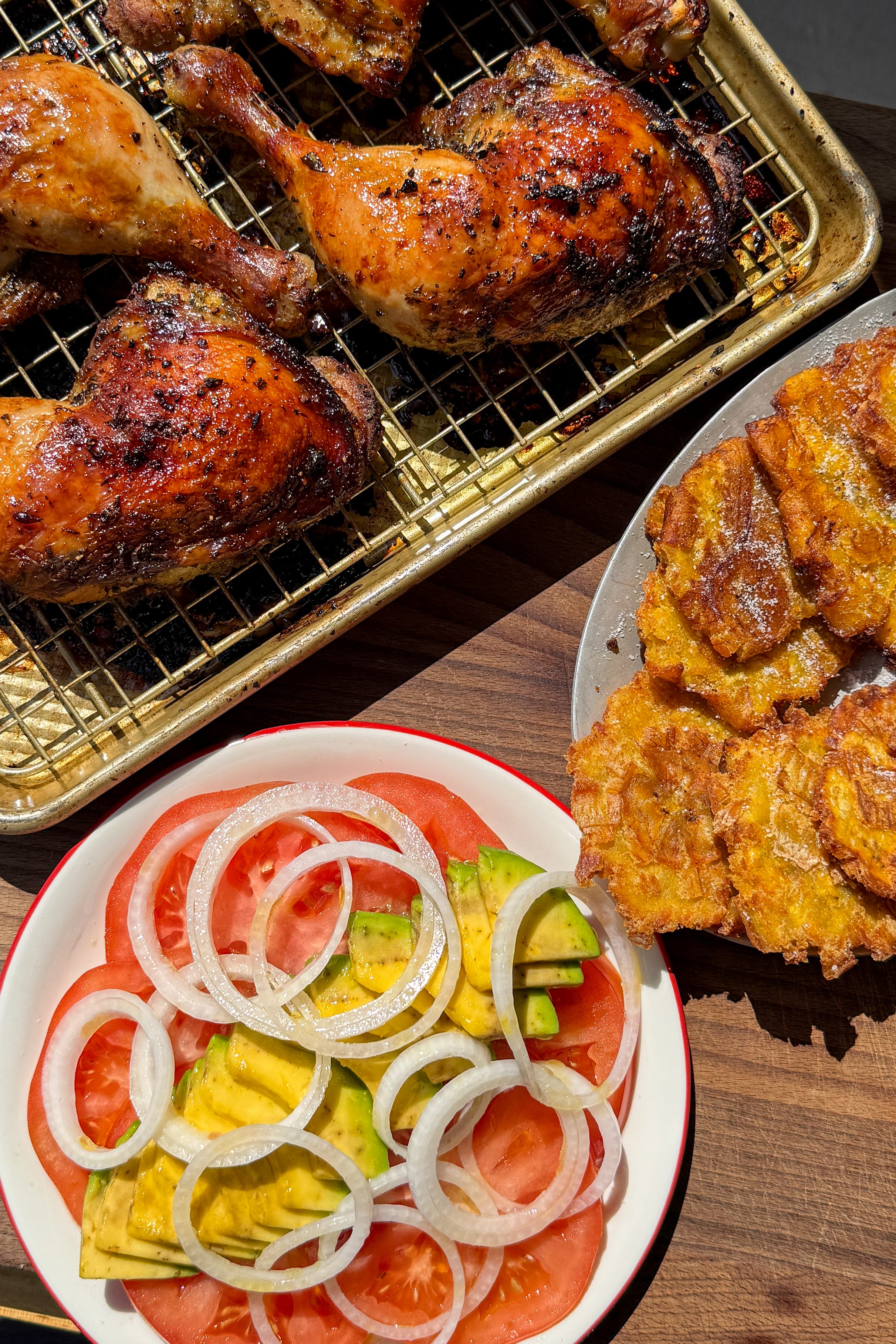 Mojo Roast Chicken, Tostones & Avocado Salad