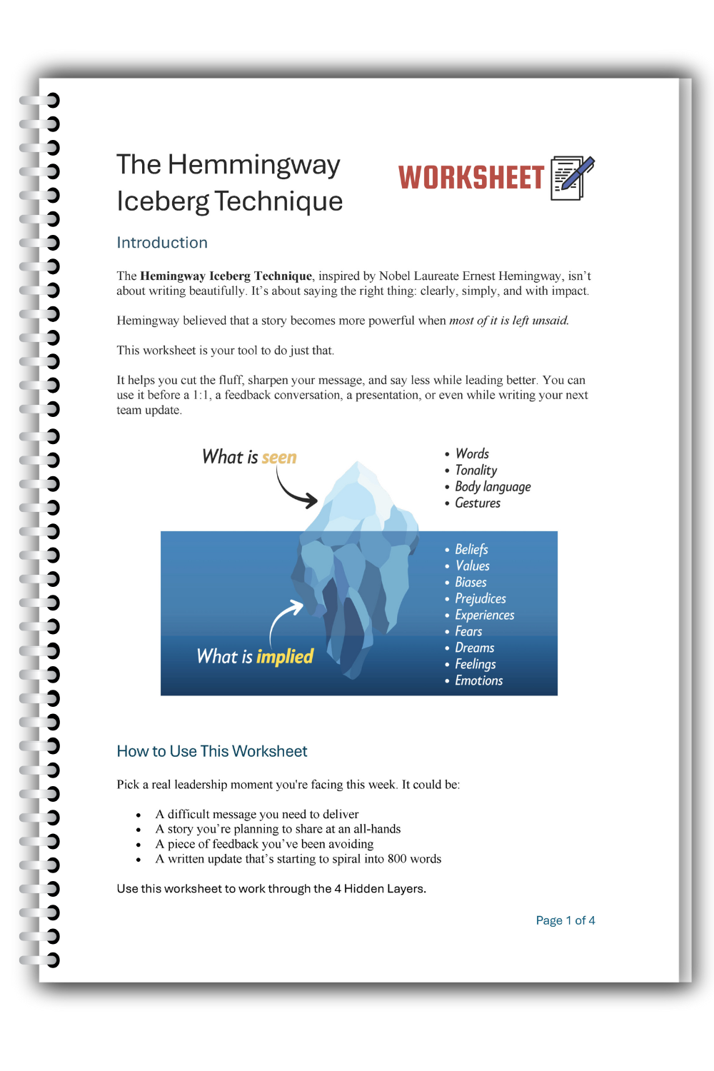 The Hemingway Iceberg 🧊 Technique: Fewer Words, Stronger Leadership