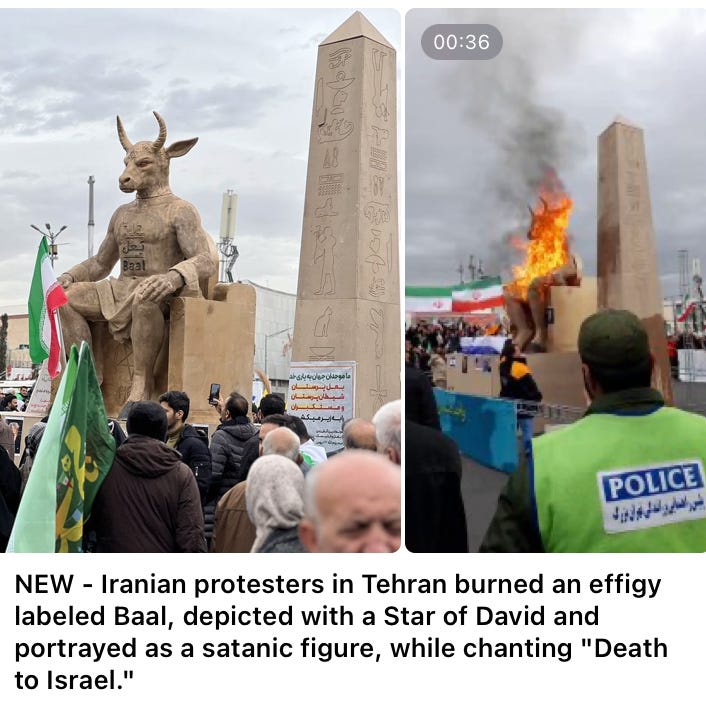 Iranians burn effigy of satanic idol, BAAL
