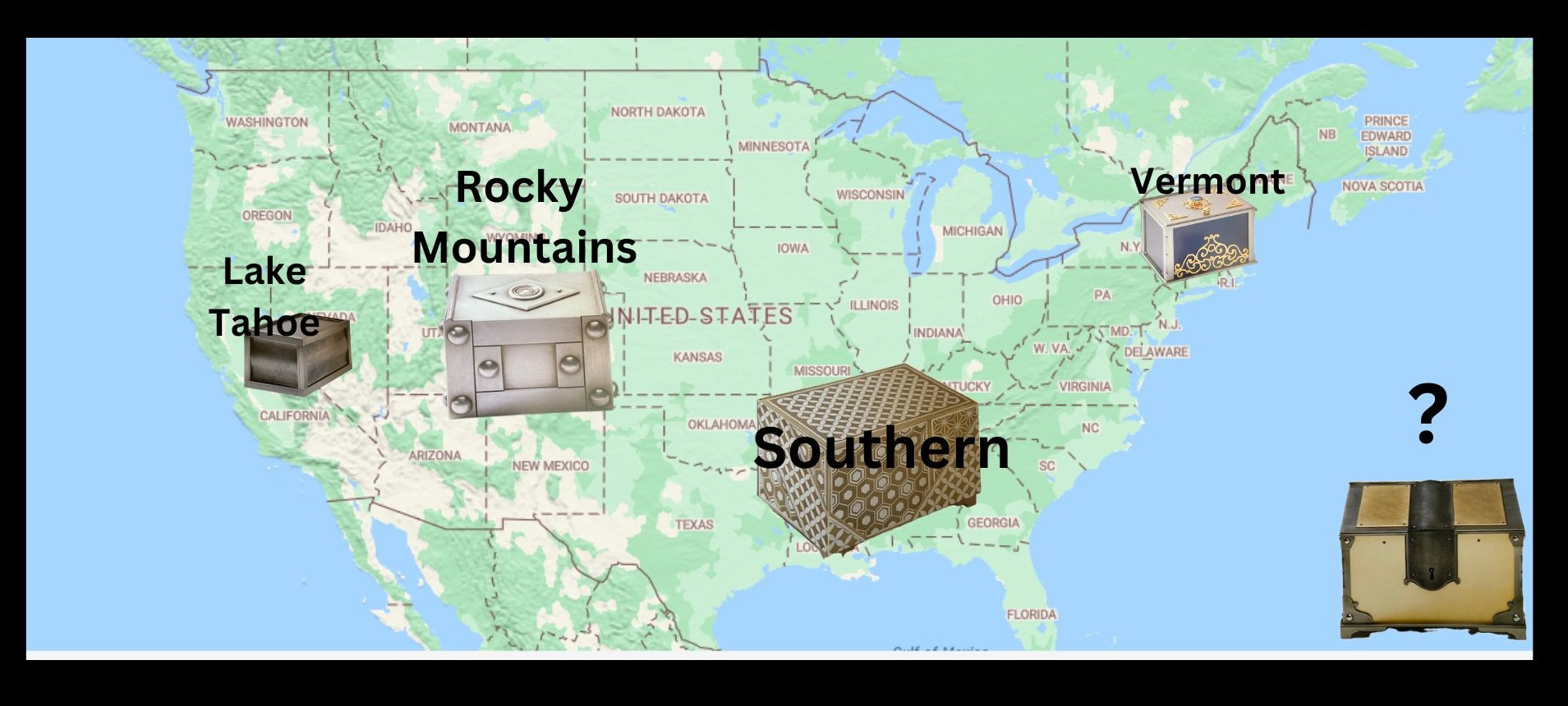 Where are the Treasure Boxes Hidden in There's Treasure Inside?