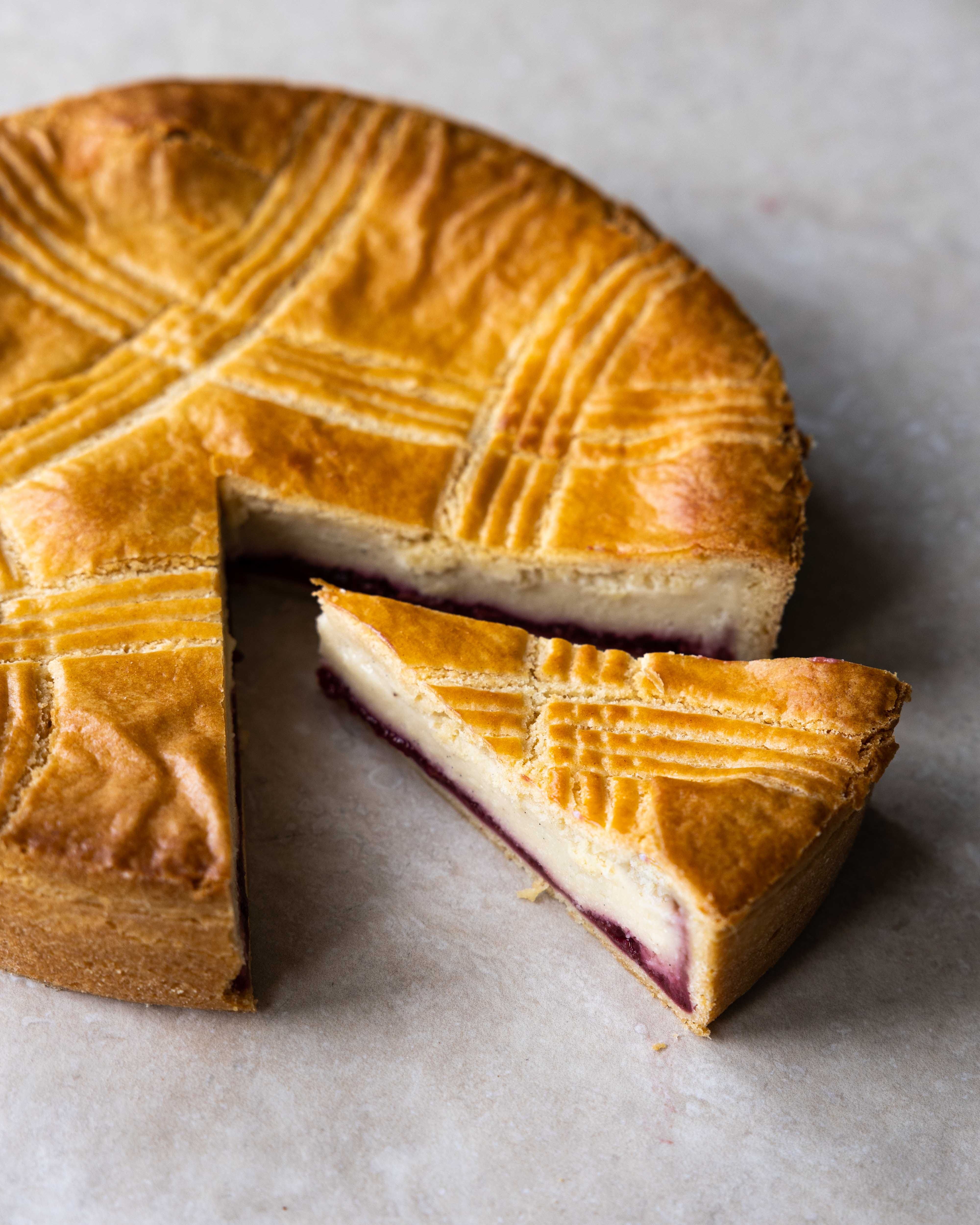 Sour Cherry Coconut Gateau Basque - by Edd Kimber