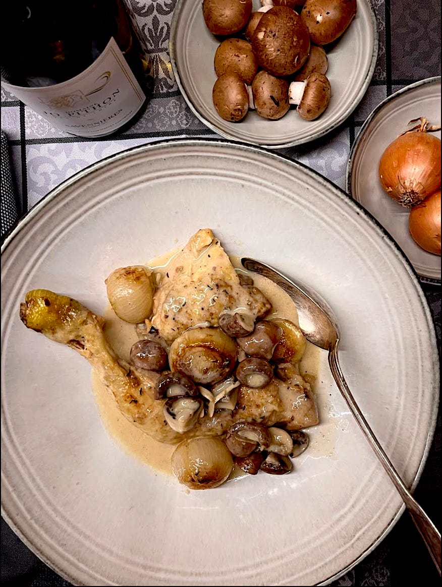 Fricassée de poulet - Life's a Feast by Jamie Schler
