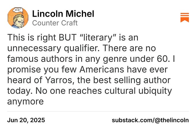 Lincoln Michel on Substack: "This is right BUT “literary” is an unnecessary qualifier. There are ...