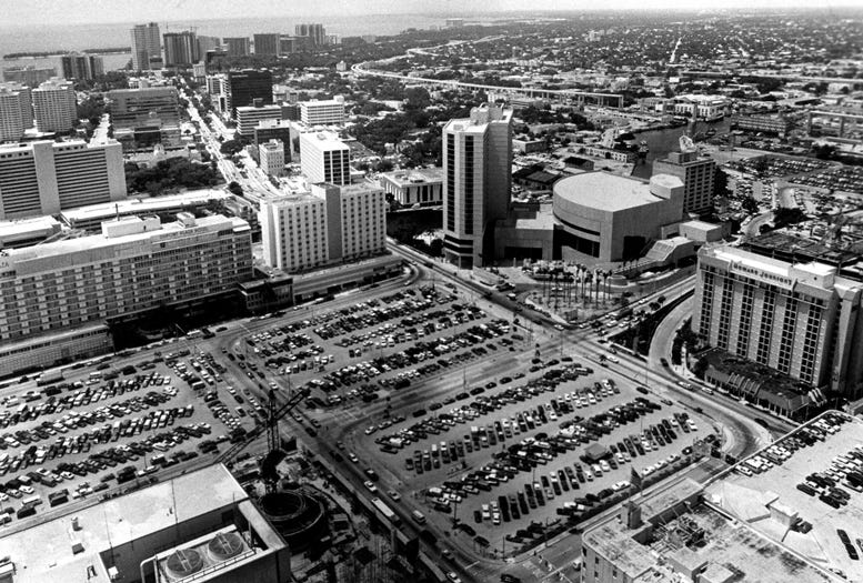 Aerial View of DuPont Plaza Miami in 1982 - by Casey Piket