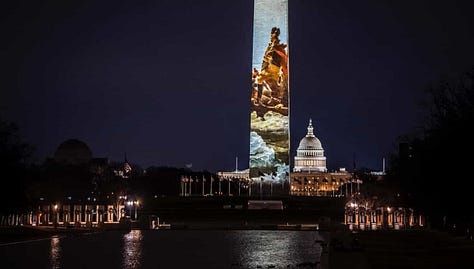 First Look at the Washington Monument Lit Up for America's 250th Birthday