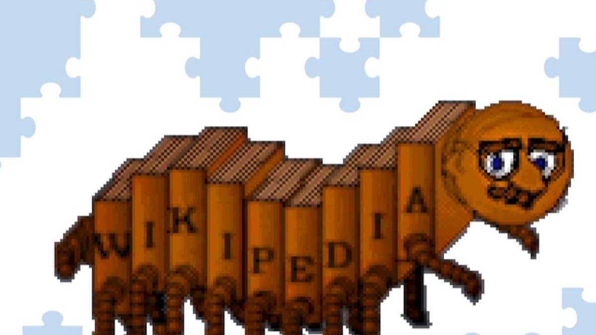 Early Wikipedia logo designs included a book centipede mascot