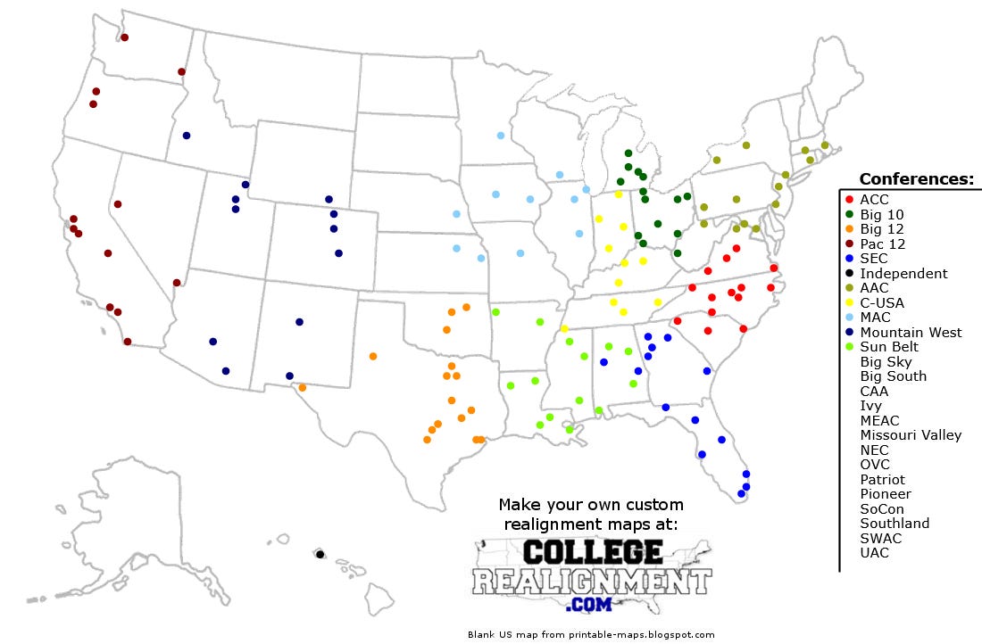 College Football 25 realignment ideas - by Griffin Olah