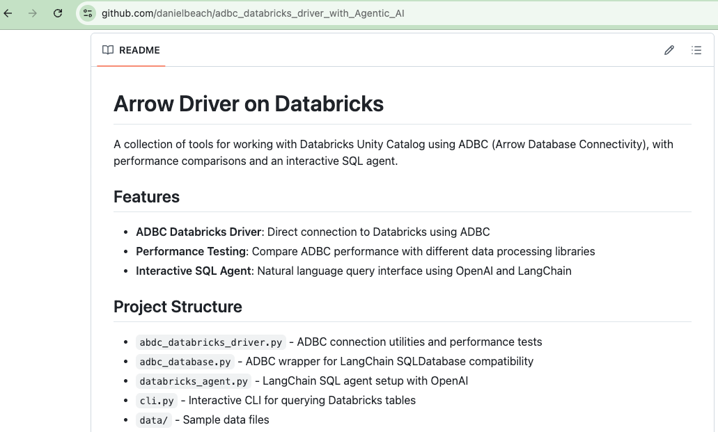 ADBC Arrow Driver for Databricks - by Daniel Beach