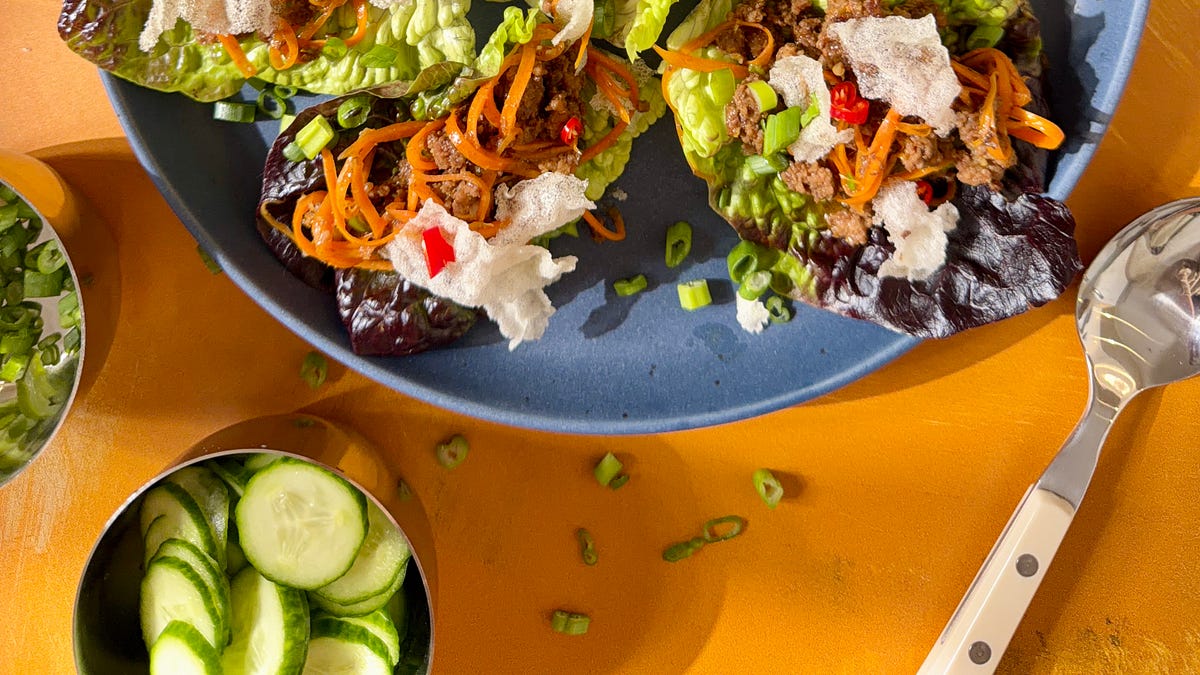 dinner, sorted: ginger beef lettuce wraps with crispy rice paper