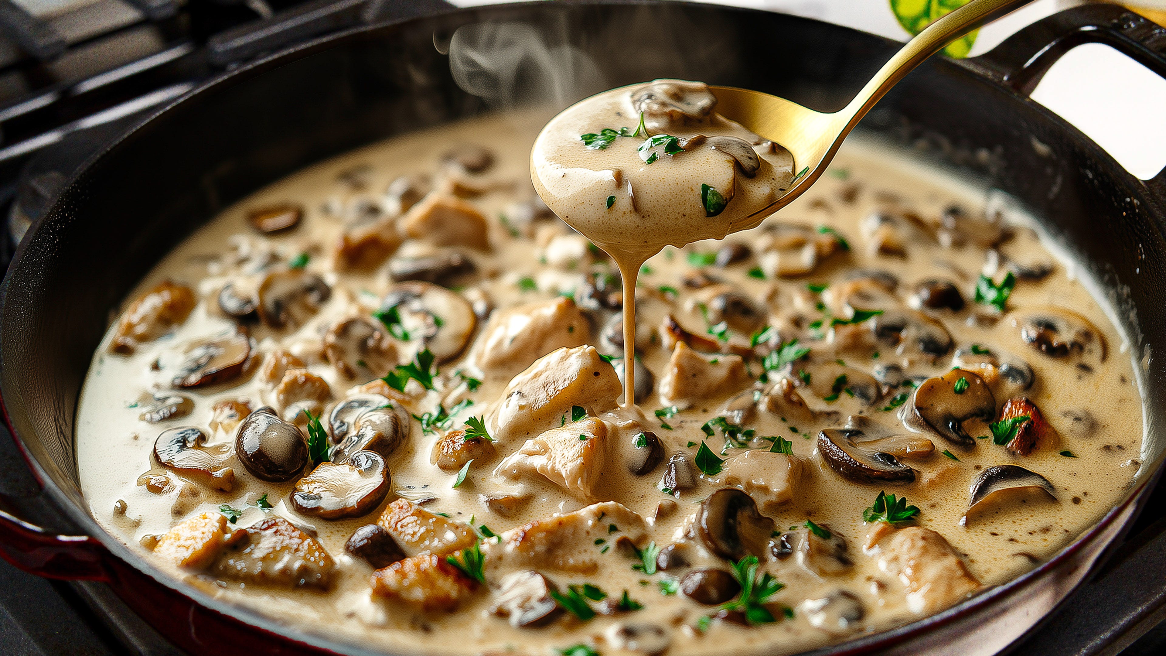 Easy, Healthy and Juicy Poached Chicken with Mushroom Ragout