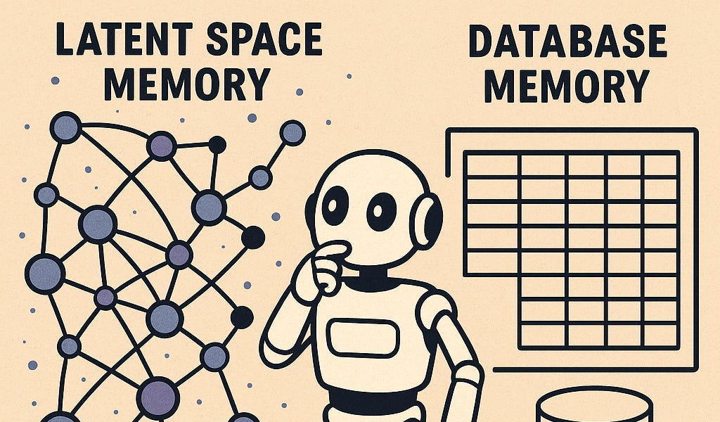Latent Space Memory vs. Database Memory: Two Completely Different Worlds