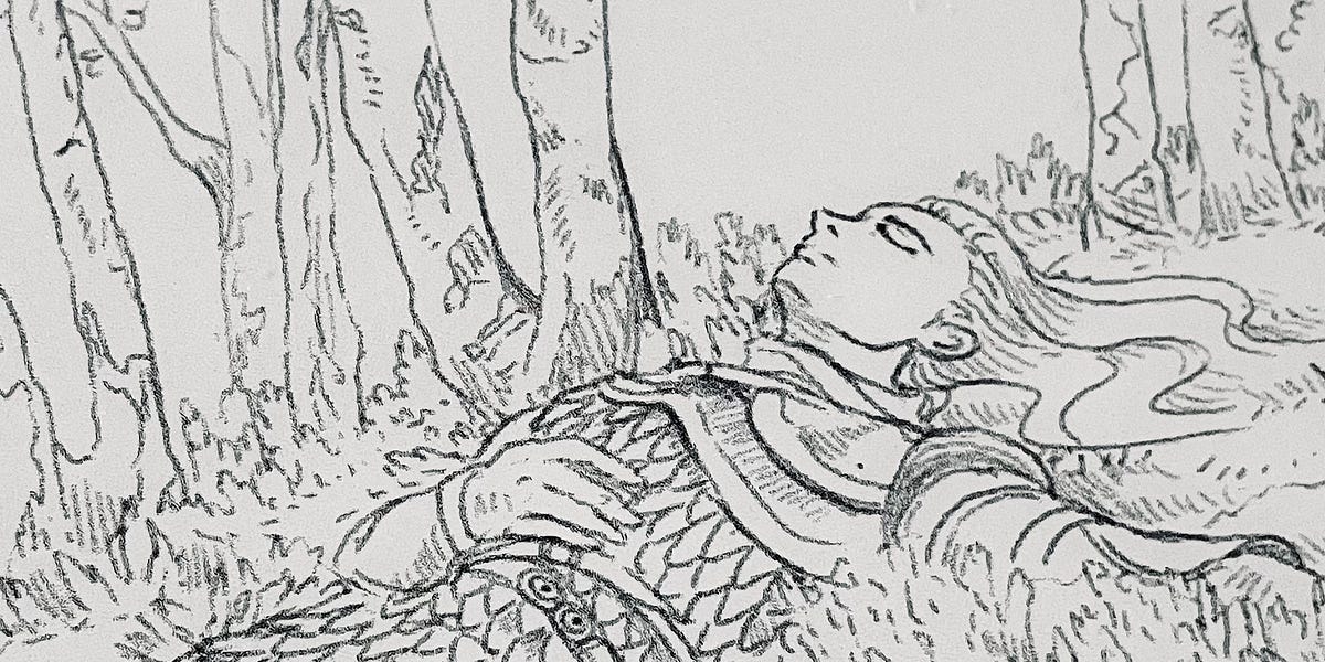 "The Resting Knight" E-ink Illustration Process