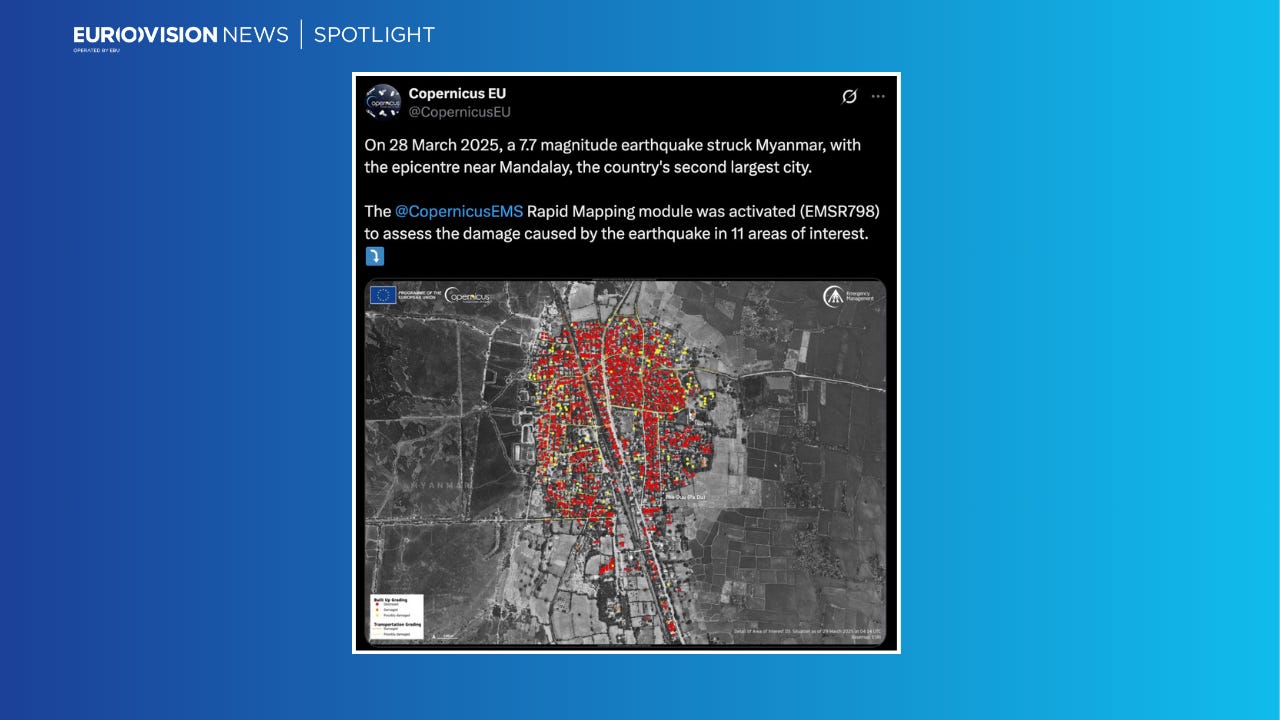 Copernicus map of damage in Myanmar village after earthquake raises ...