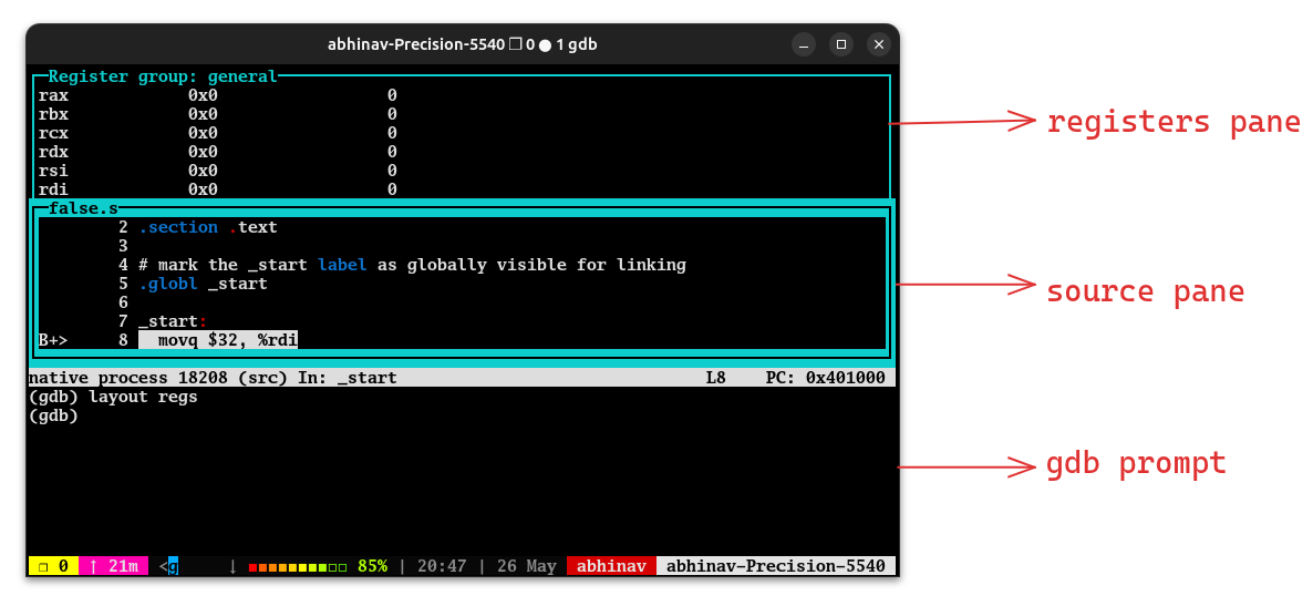 Debugging X86-64 Assembly with GDB - by Abhinav Upadhyay