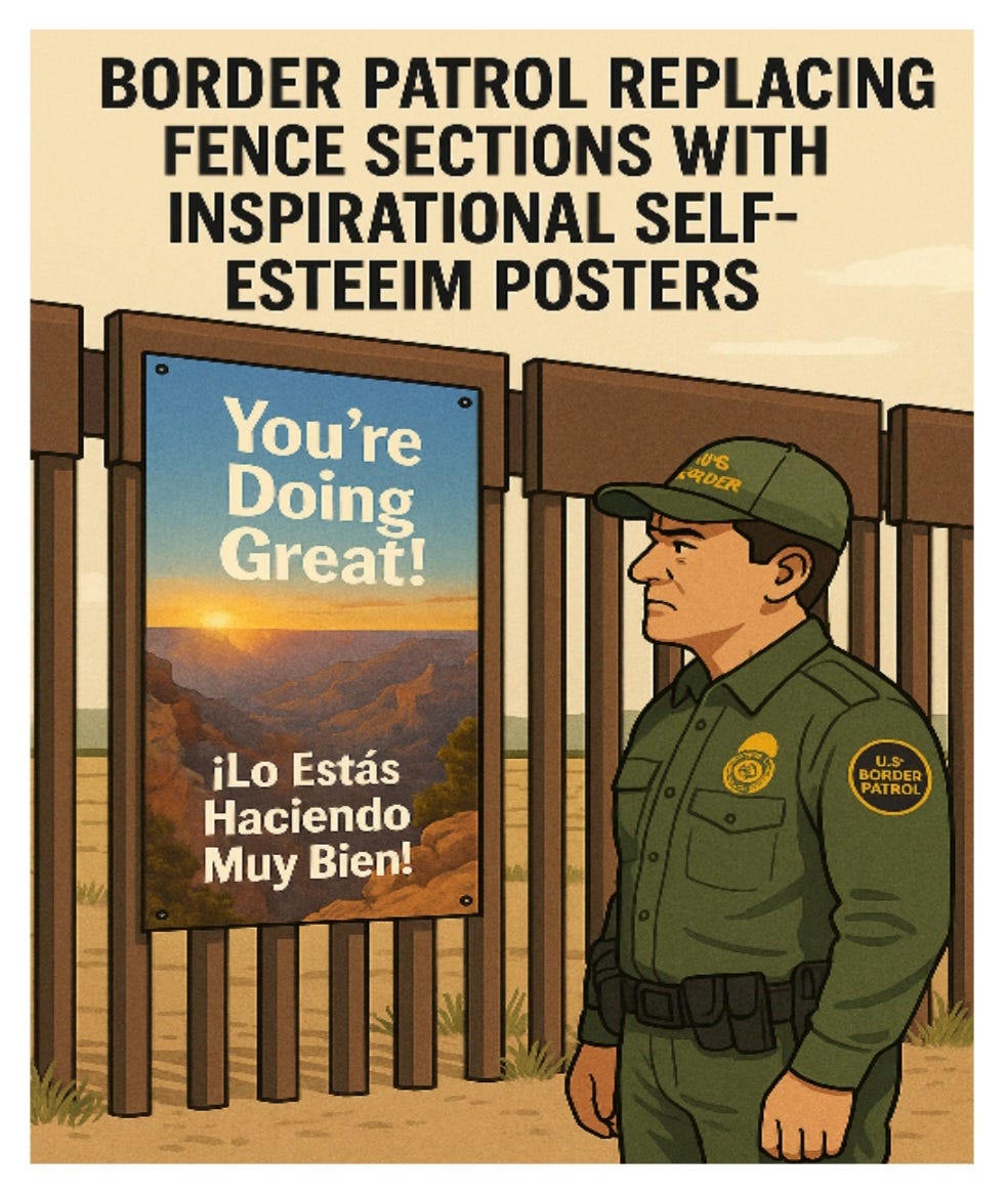 Border Patrol Now Replacing Fence Sections With Inspirational Self ...
