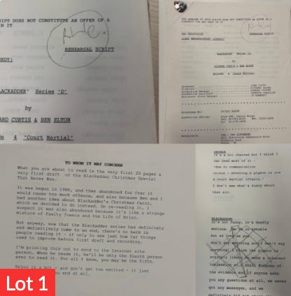 Ready, aim, bid for Blackadder scripts - by Tara Conlan 📺