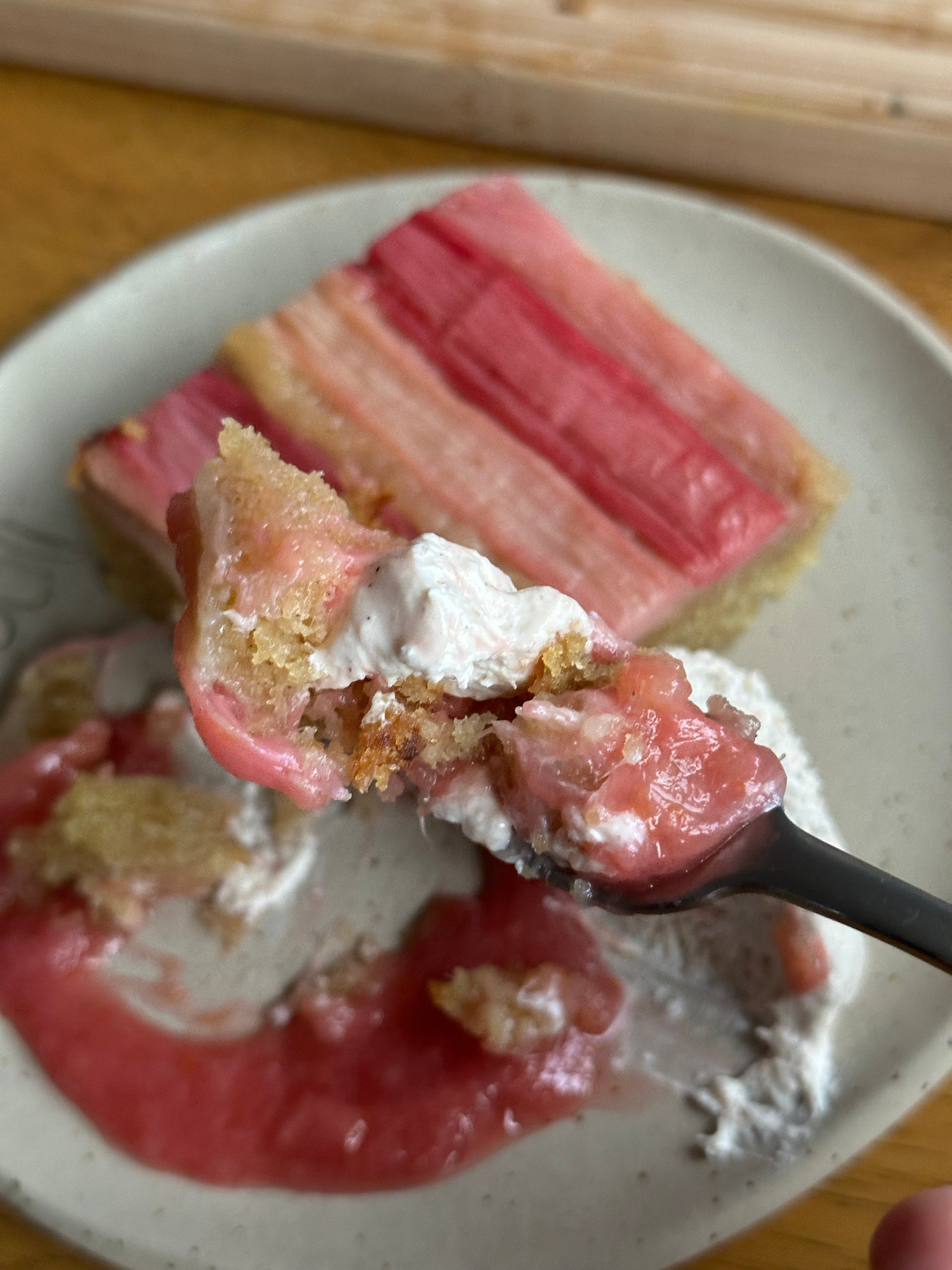 Rhubarb & Citrus Upside-Down Cake - by Laila Mirza
