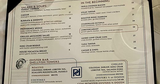 The Menu at Prime & Providence—with Prices