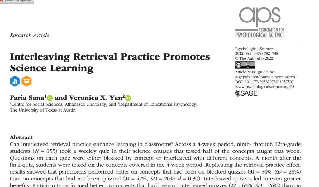 learning scientists interleaving