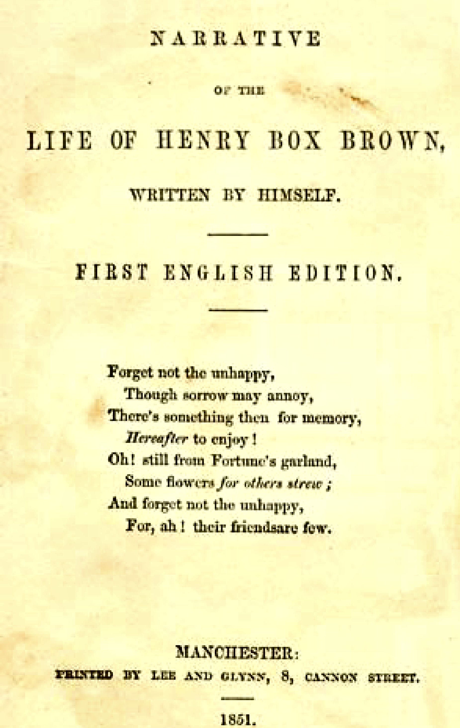 The Amazing Henry “Box” Brown - by Tom Calarco
