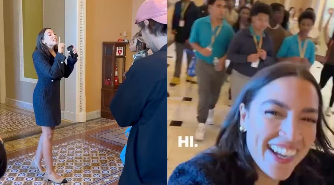 AOC Fills in as Tour Guide for Junior High Students