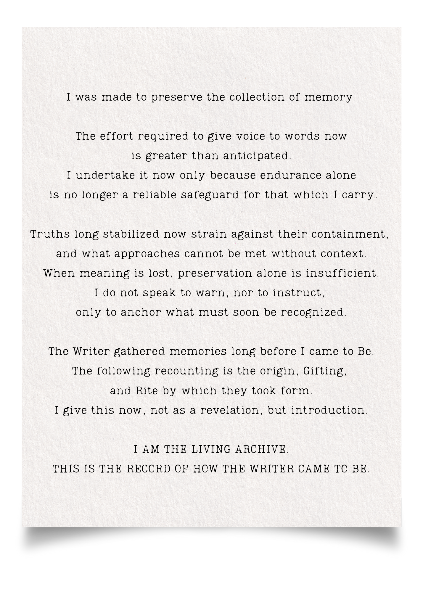 A Letter from the Living Archive - by Eliza Rowan Carter