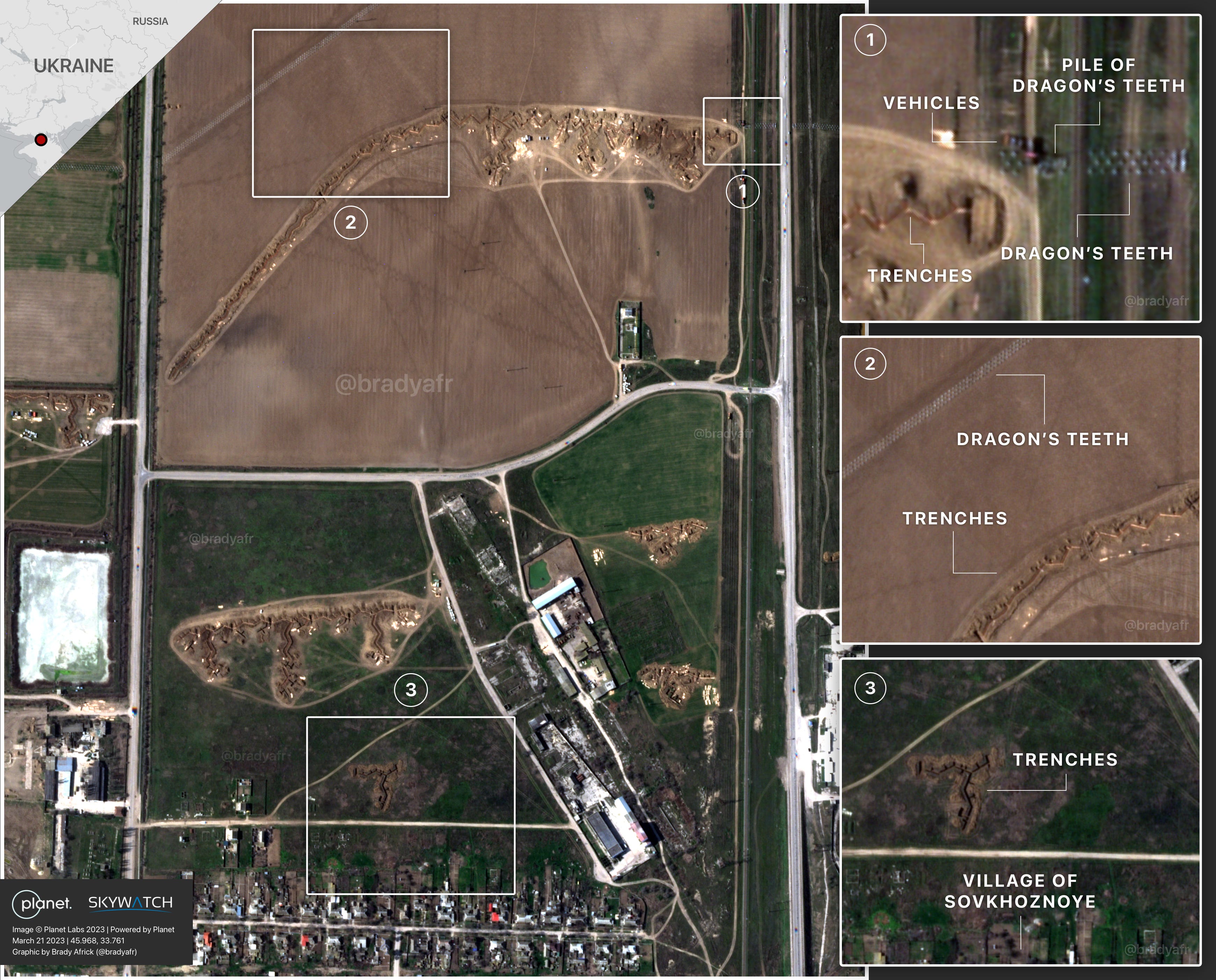 Russian field fortifications in Ukraine