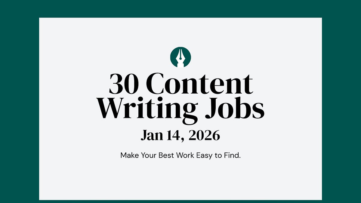 30 Content Writing Jobs (Jan 14, 2026)