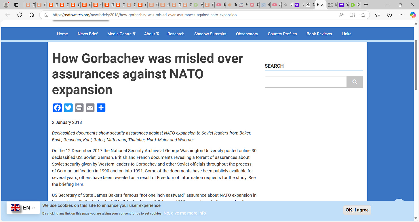 'Not one inch'! Gorbachev was lied to by James Baker III, assured by ...