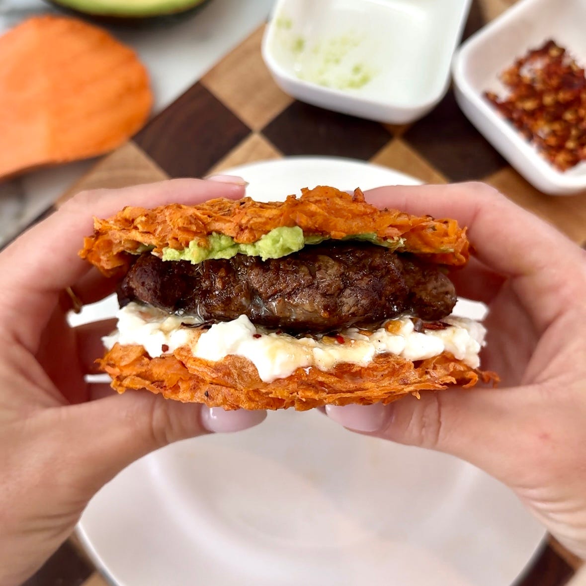 SWEET POTATO WAFFLE BURGER 🍔 - Recipes by Victoria