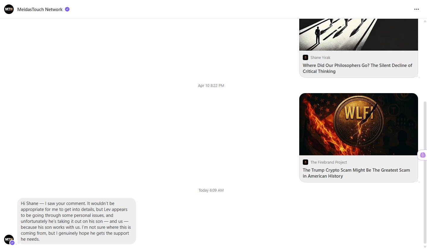 The MTN Is in Crisis: Lev Parnas and Exclusive Shady Messages from Meidas.