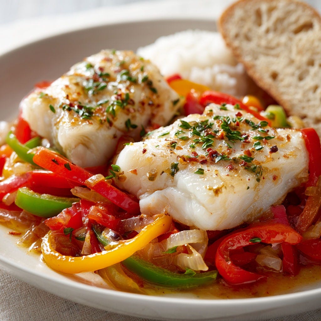 🌶️ Escapade Gourmande : Cabillaud Basquaise aux Poivrons Fondants