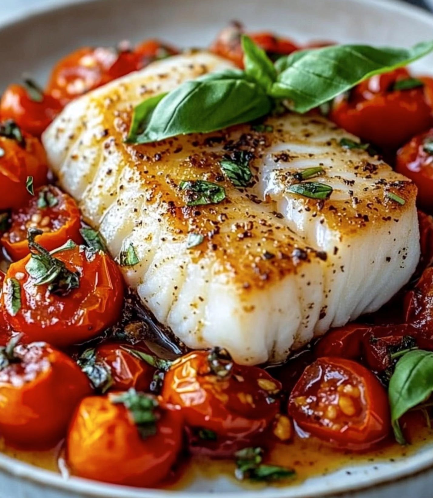 Pan-Seared Cod With Mediterranean Tomato-Basil Sauce That Tastes Like a ...