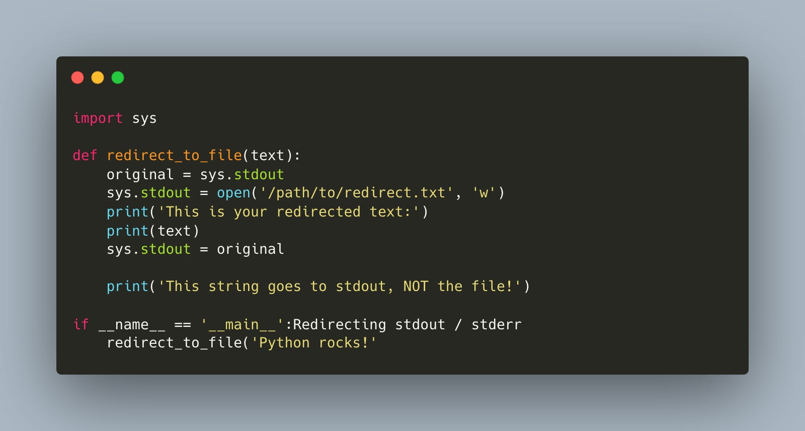Python 101 - Redirecting stdout - by Mike Driscoll