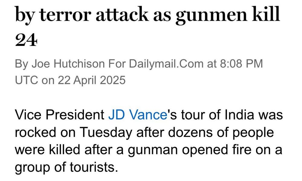 JD Vance on tour of India when terror attack happens