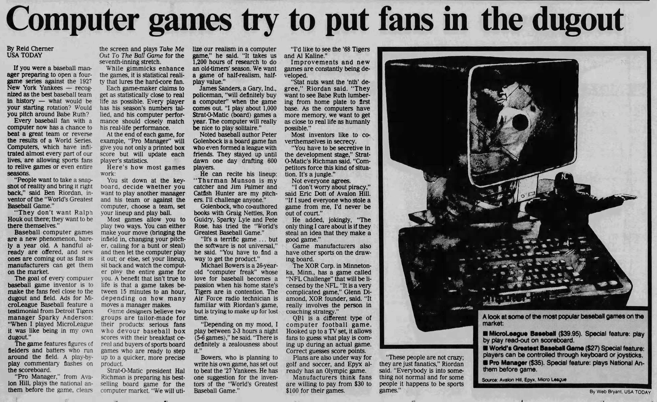 The Old Days Of Baseball Computer Games - by Daniel Evensen