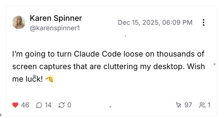 I used Claude Code to organize 1,400 screenshots.