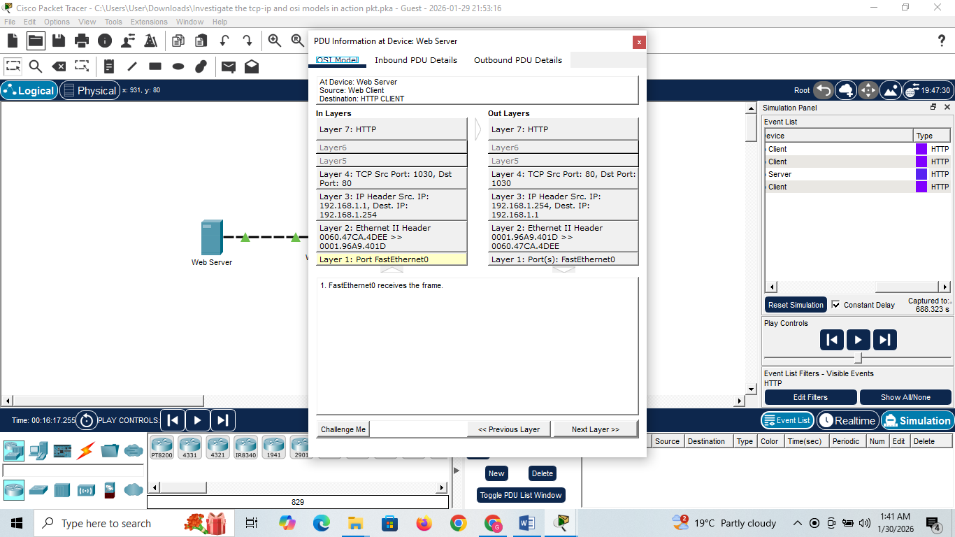 How to use Cisco Packet Tracer to Examine TCP/IP and OSI Models in Action