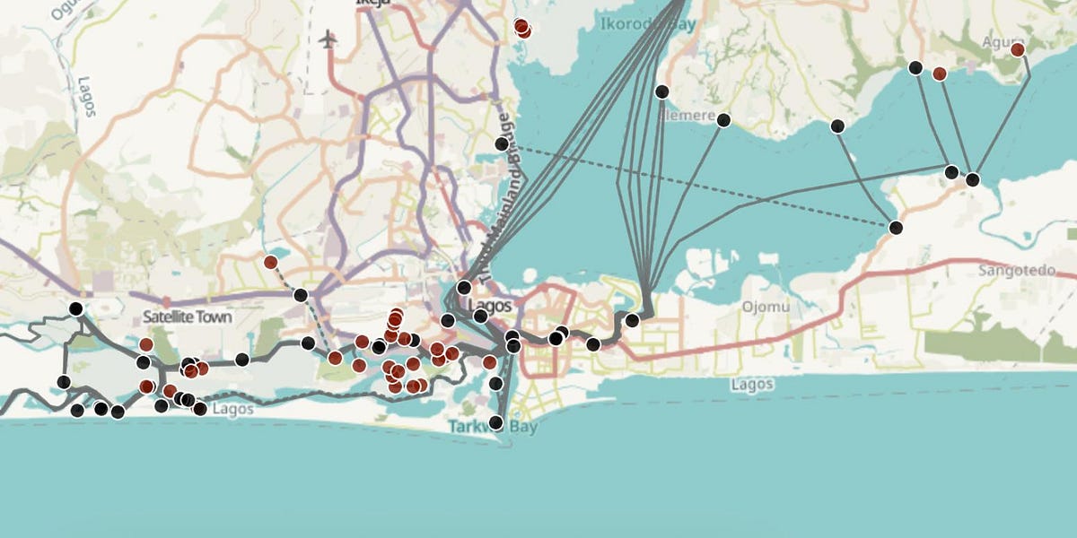 A new map visualises ferry routes in metropolitan Lagos
