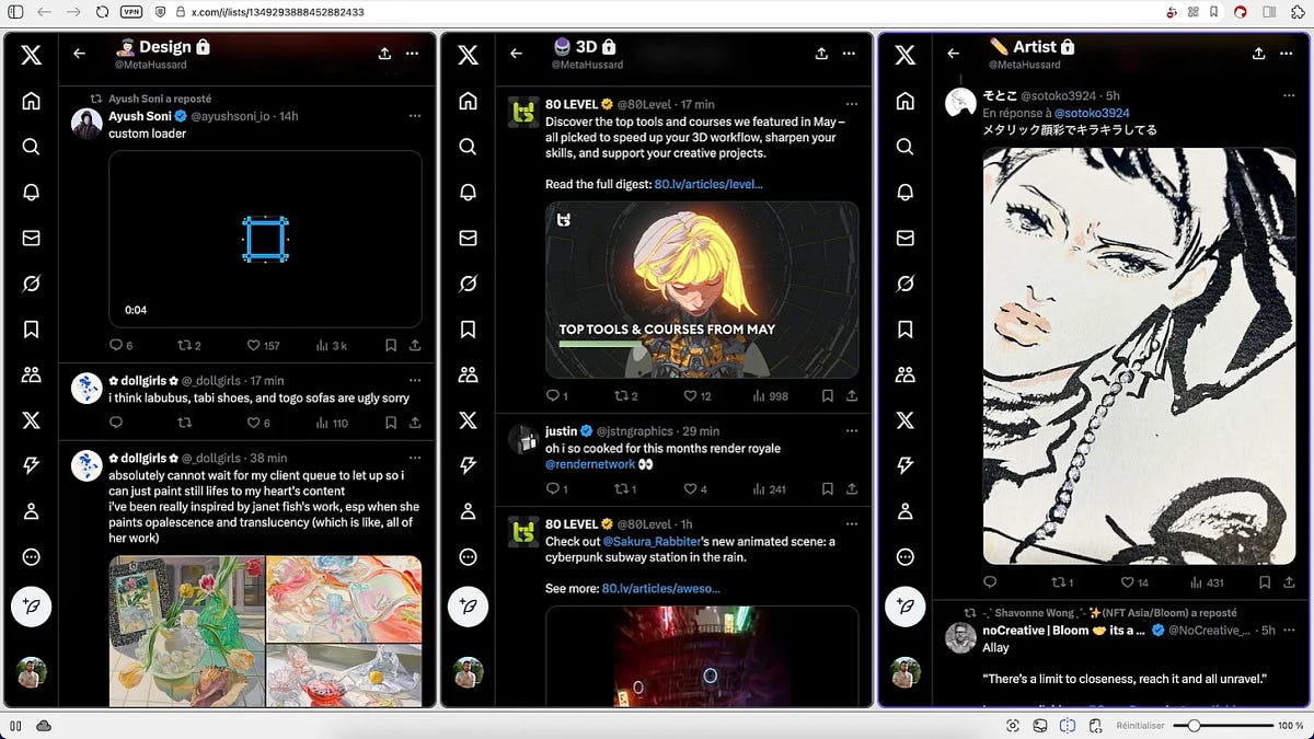 Astuce : un "Tweetdeck" DIY avec split screen + workspaces de Vivaldi