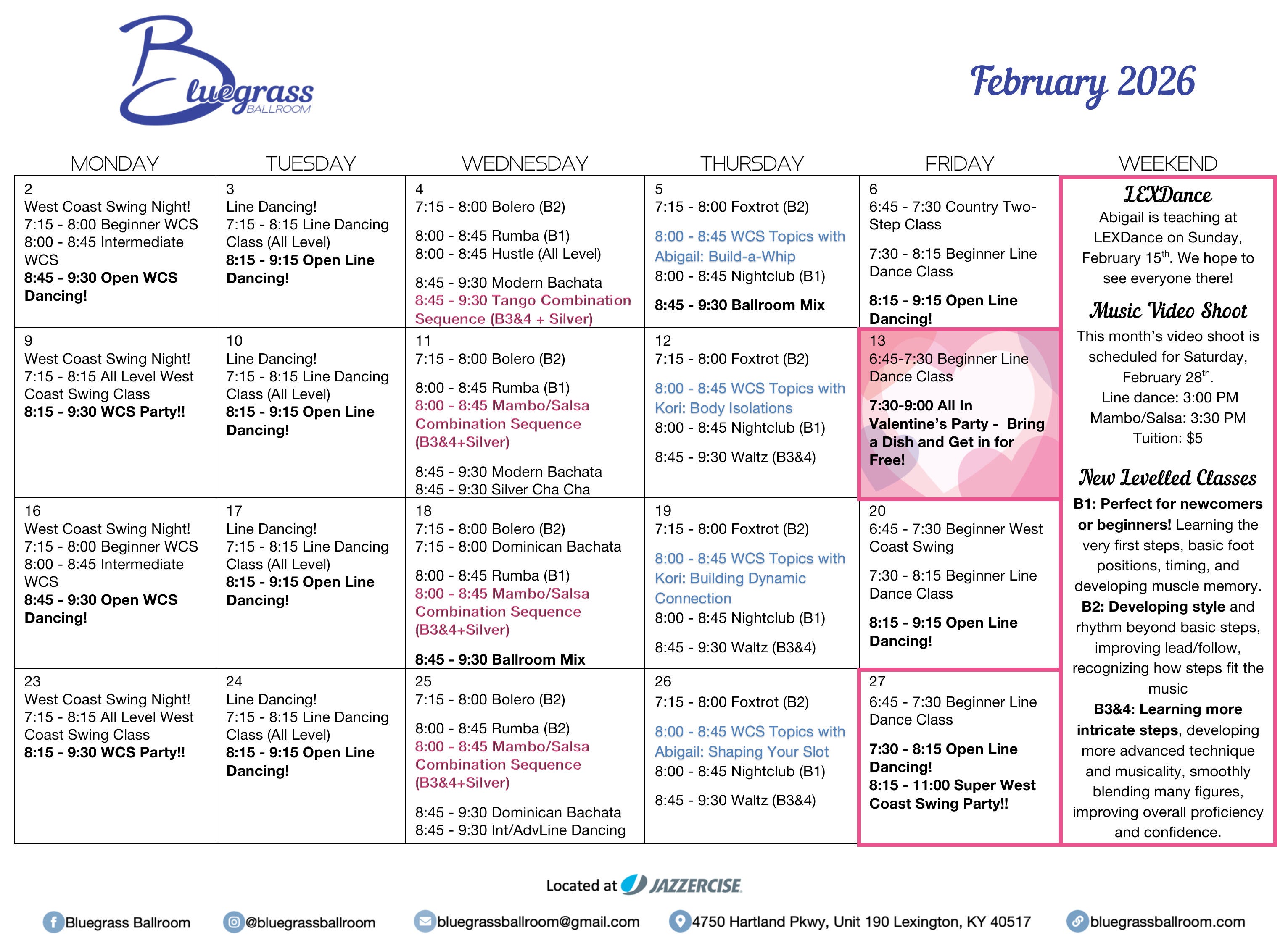 🌹 Fab February! 🌷 - Bluegrass Ballroom News