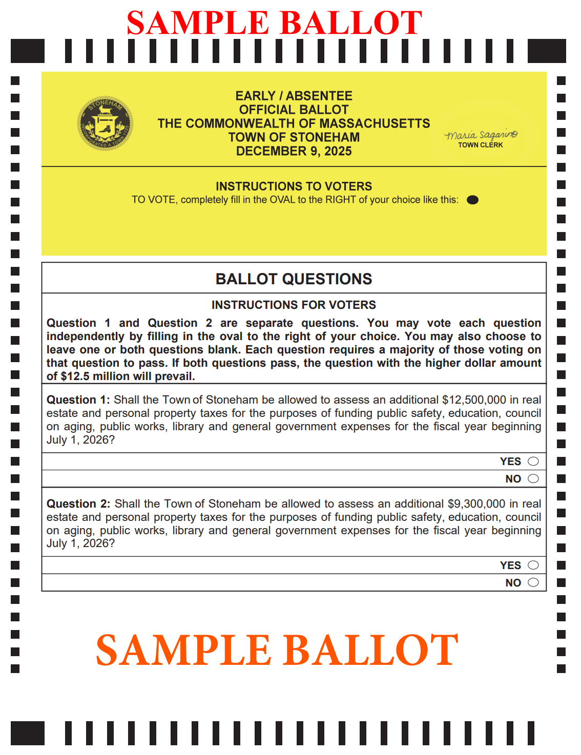 How Stoneham's, December 9th, Tiered Override Ballot Questions Will Work